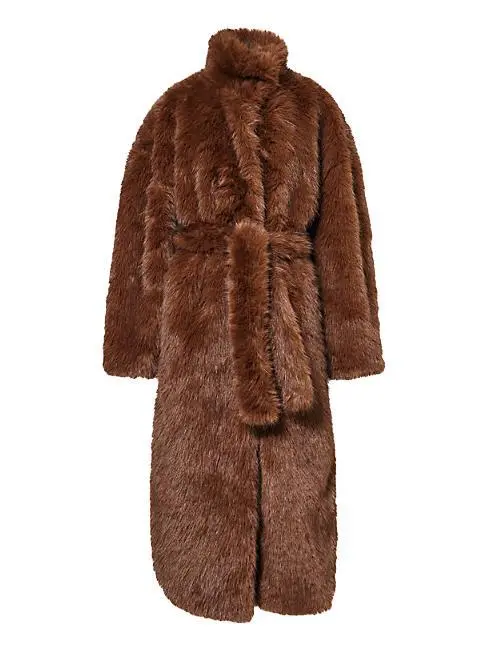 THE FRANKIE SHOP Ravello Faux Fur Robe Coat - 200-brown