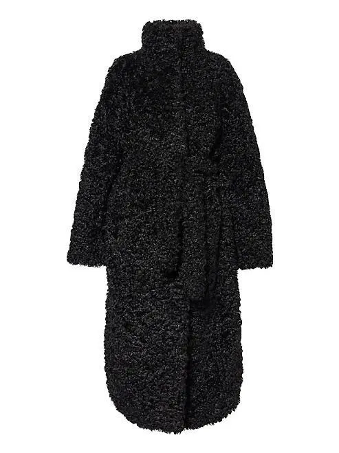 THE FRANKIE SHOP Faux Shearling Robe Coat - Black