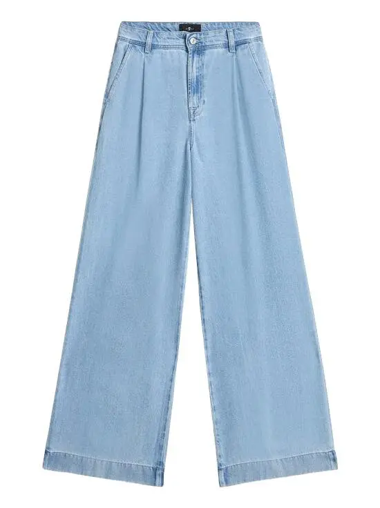 7 For All Mankind Pleated Wide Leg Trouser - Denim