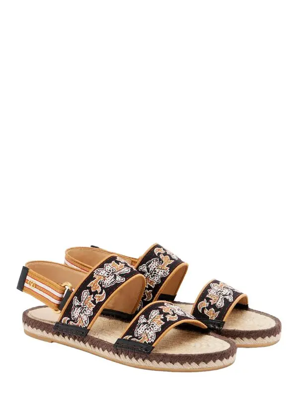 Valentino Garavani Bribri Leather-trimmed Raffia Espadrille Sandals - Multicoloured