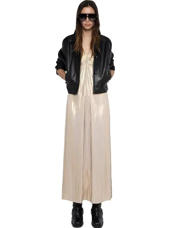 Zadig&Voltaire Rippie Satin Maxi Dress - Gold