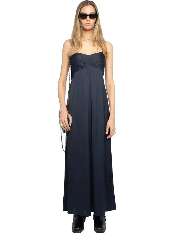Zadig&Voltaire Rippie Satin Maxi Dress - Green