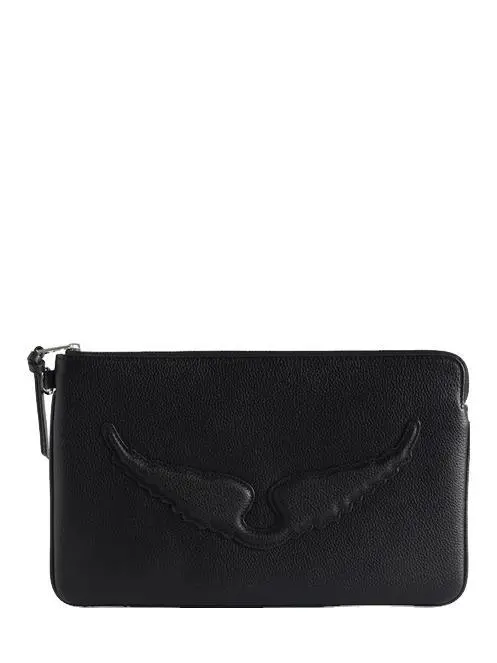 Zadig&Voltaire Grained Leather Angel Clutch - Black