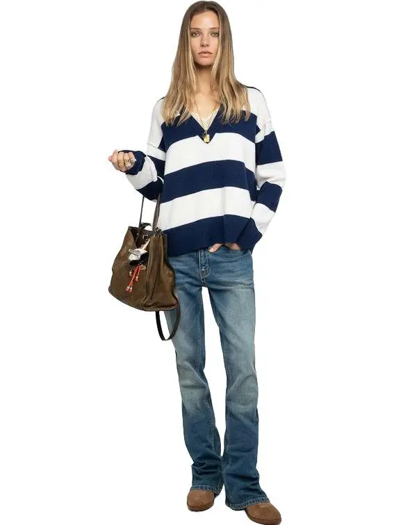 Zadig&Voltaire Striped Wool-cashmere Sweater - Blue / Navy