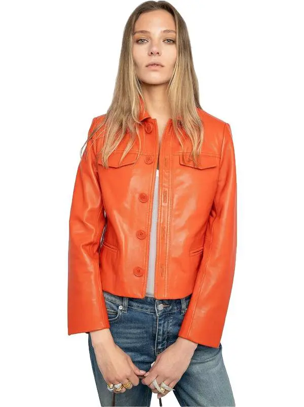 Zadig&Voltaire Liam Leather Jacket - Orange