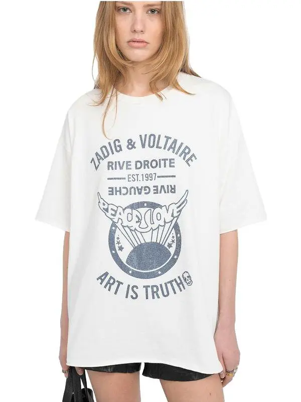 Zadig&Voltaire Rhinestone Crest Cotton T-shirt - White