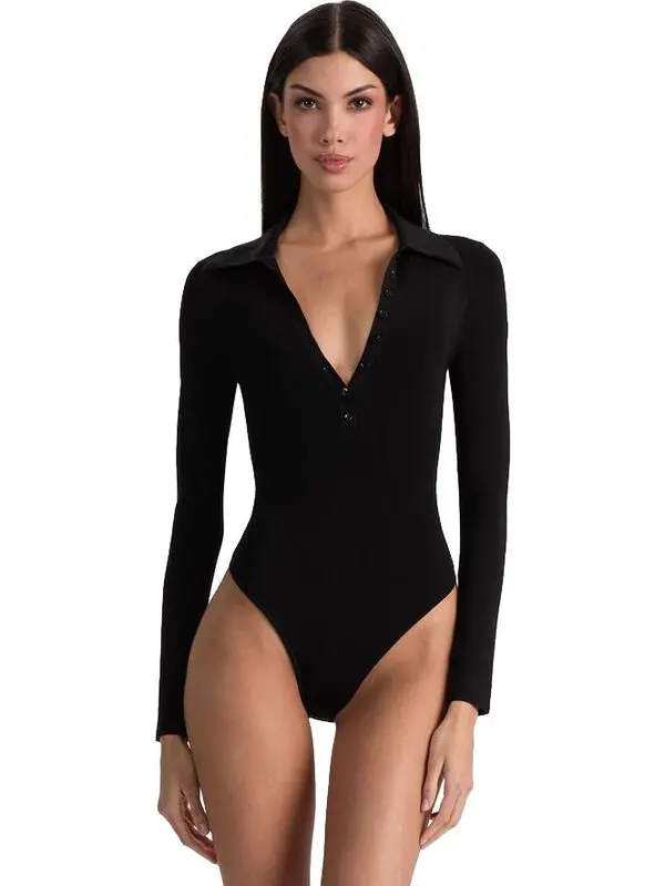 Alice + Olivia Keenan Polo Bodysuit - Black