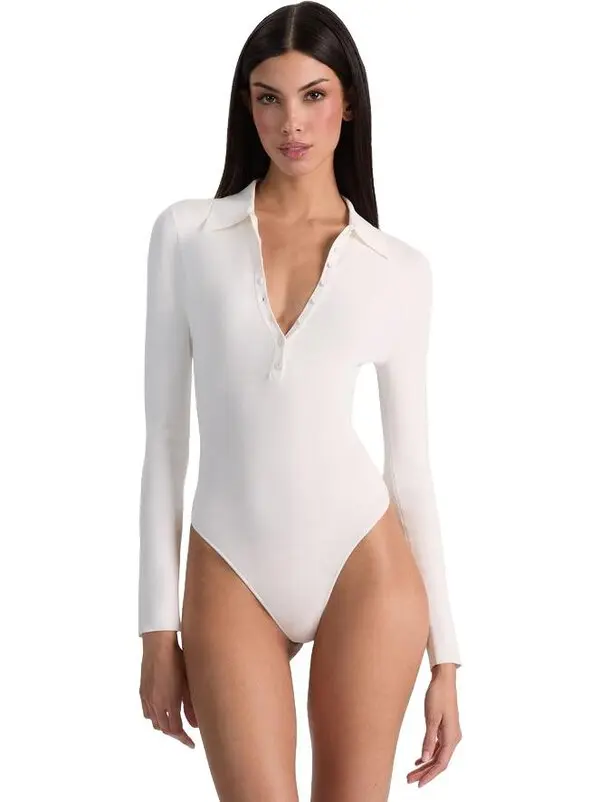 Alice + Olivia Keenan Polo Bodysuit - White