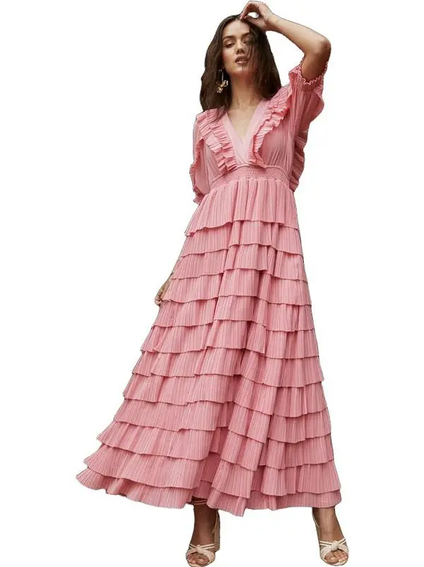 Hale Bob Chiffon Maxi Dress - Pink
