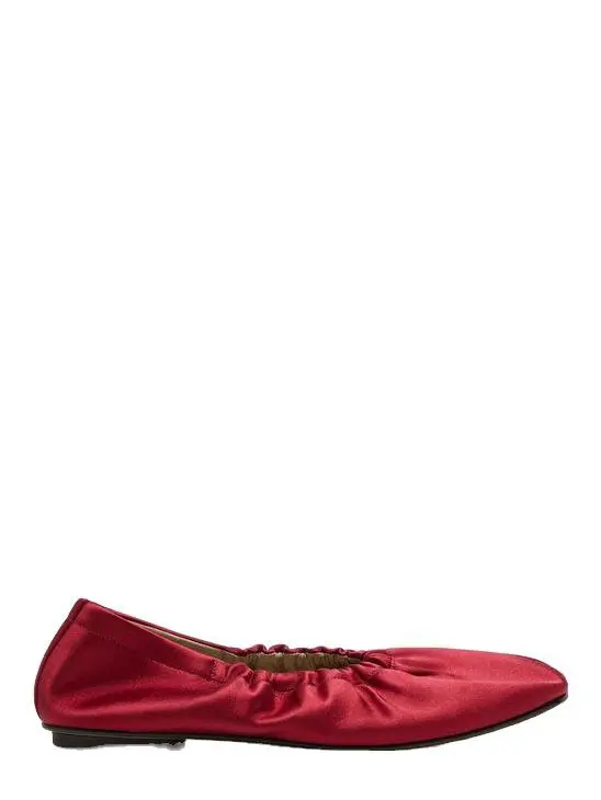 Le Monde Beryl Mica Flat In Tomato Satin - Red