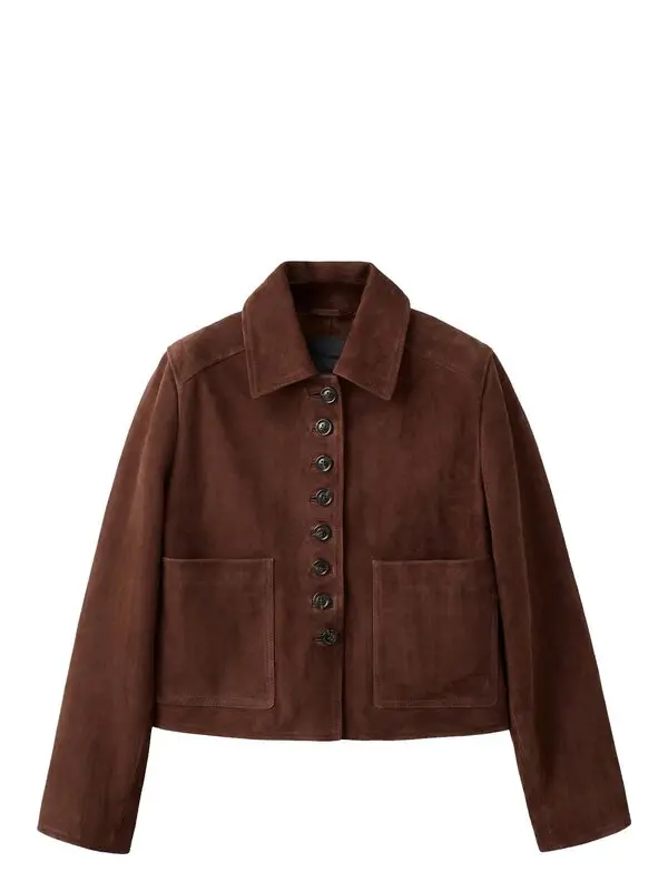 Mango Suede Button-front Cropped Jacket - Burnt Orange
