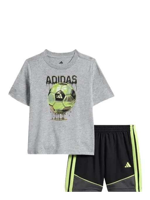 Adidas Soccer Ball Graphic T-shirt & Athletic Shorts Set - Medium Grey Heather