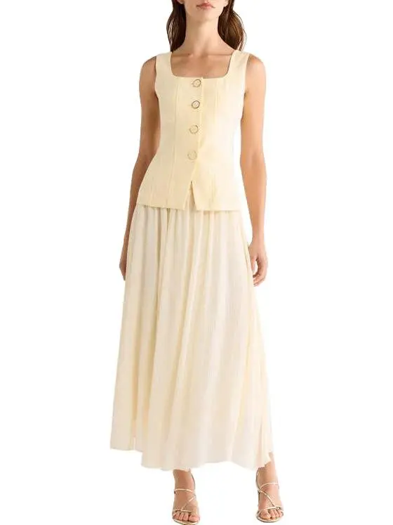 Moon River Sleeveless Two-piece Dress - Yellow/ivory