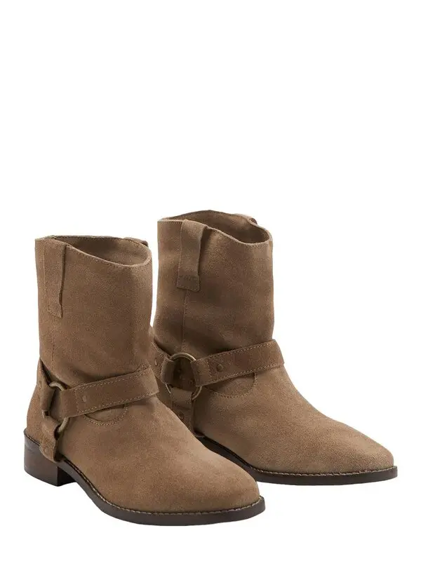 Mango Suede Western Boots - Camel