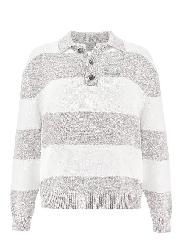 Paul & Shark Striped Knit Polo Shirt - Neutrals