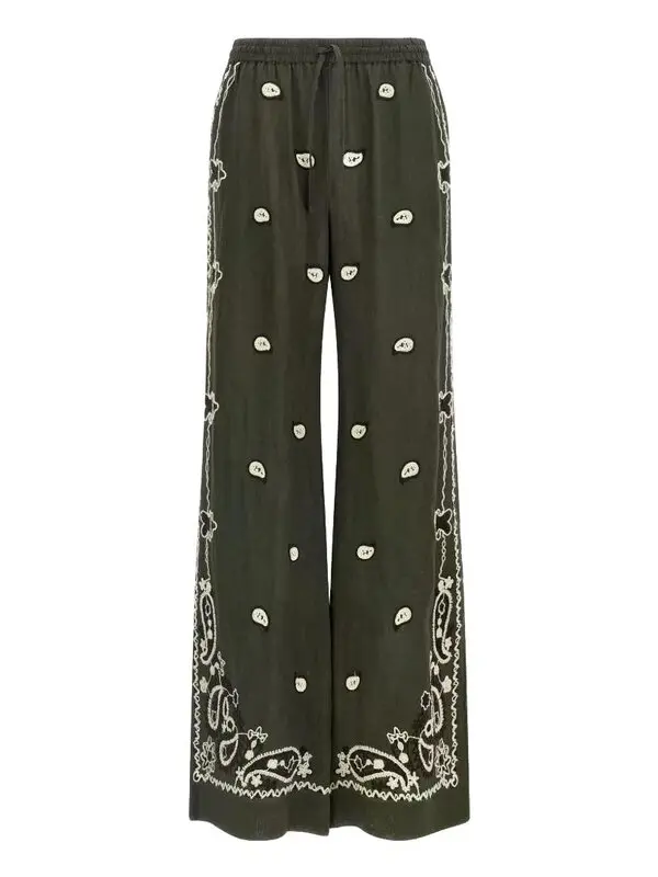 P.a.r.o.s.h Embroidered Flared Trousers - Green