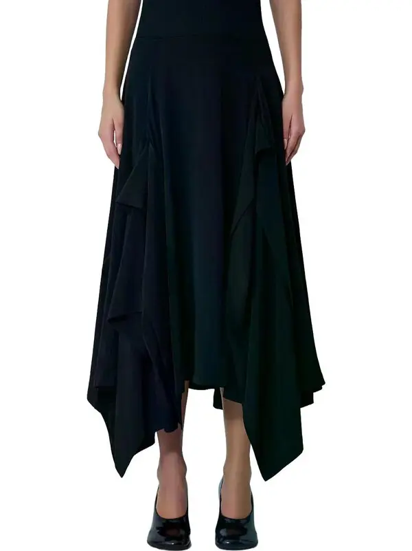Yohji Yamamoto Panelled Flared Midi Skirt - Black