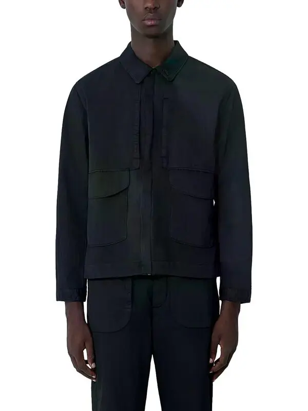 MOOS STUDIO Gabardine Pocketed Shirt Jacket - Black