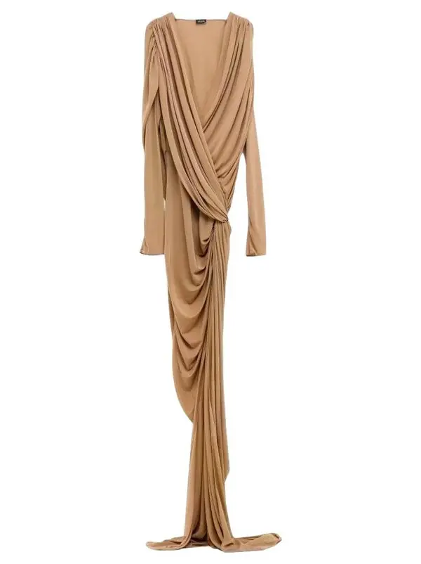 Atlein Draped Maxi Dress - Neutrals
