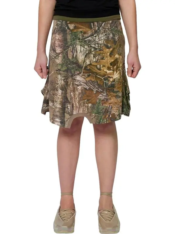GINA CORRIERI Camo-print Layered Midi Skirt - Brown