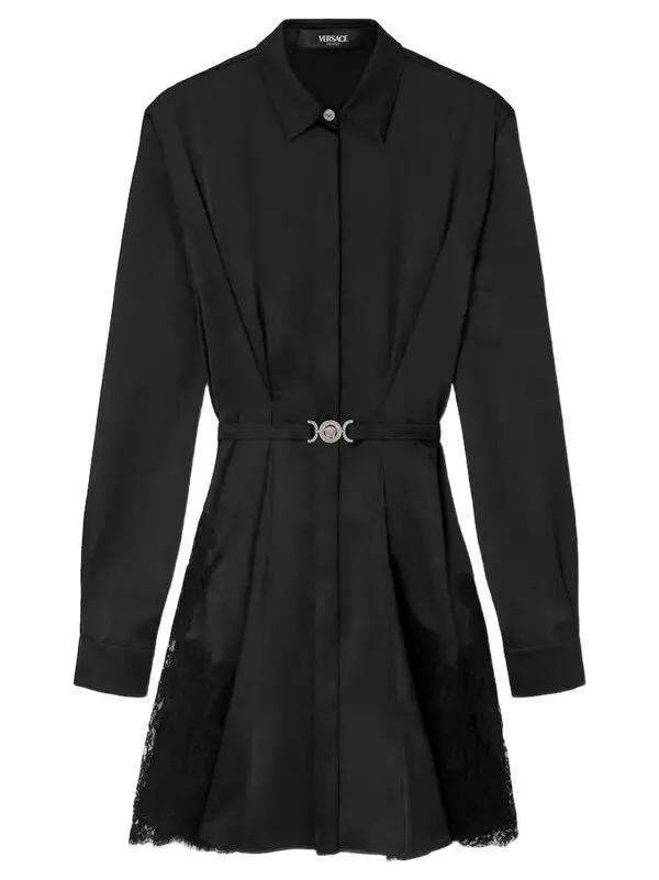 Versace Lace-trim Belted Dress - Black
