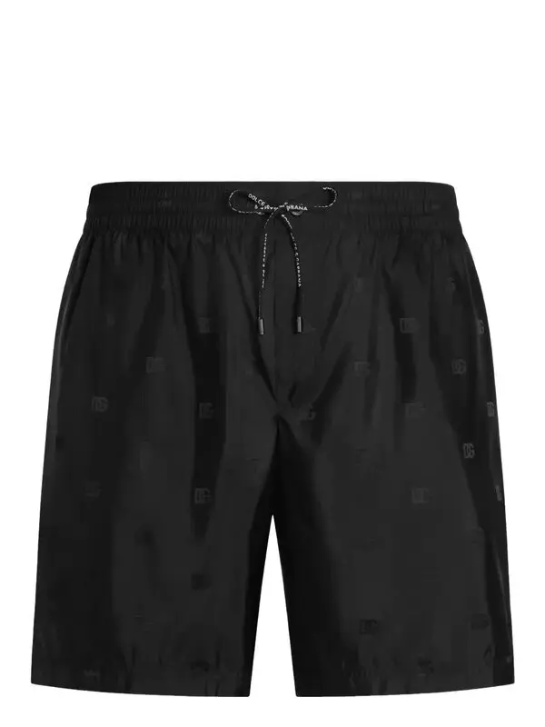 Dolce & Gabbana Logo-pattern Swim Shorts - Black