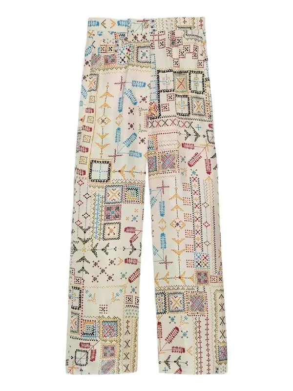 Momoni Printed Straight Trousers - Neutrals