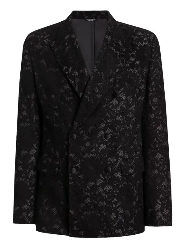 Dolce & Gabbana Double-breasted Lace Blazer - Black