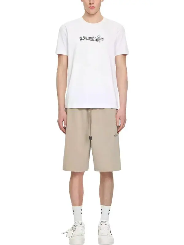 Off-White Heraldic Print Drawstring Shorts - Neutrals