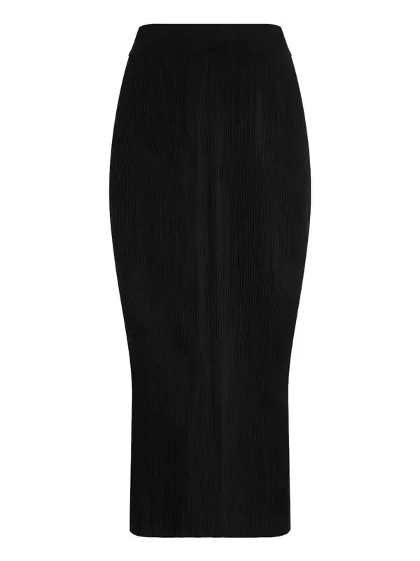 Dolce & Gabbana Ribbed Knit Midi Skirt - Black