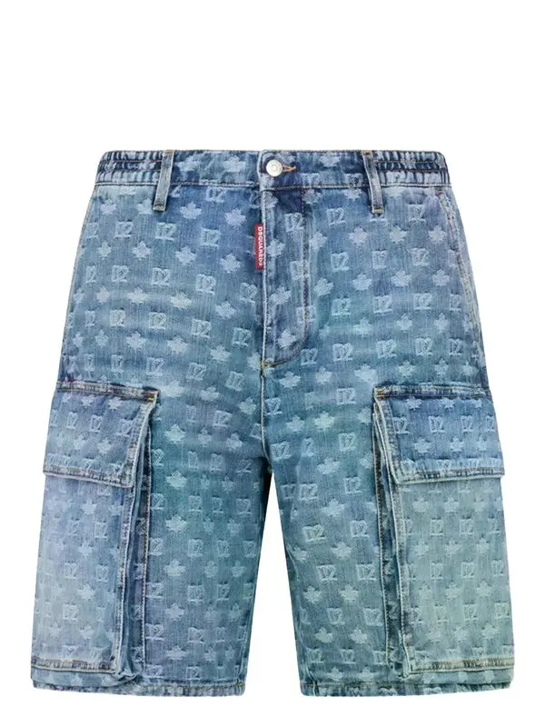 Dsquared2 Logo-pattern Cargo Shorts - Blue