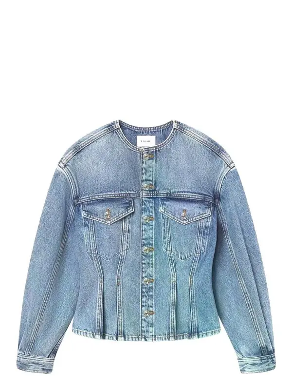 FRAME Nipped Collarless Jacket - Blue