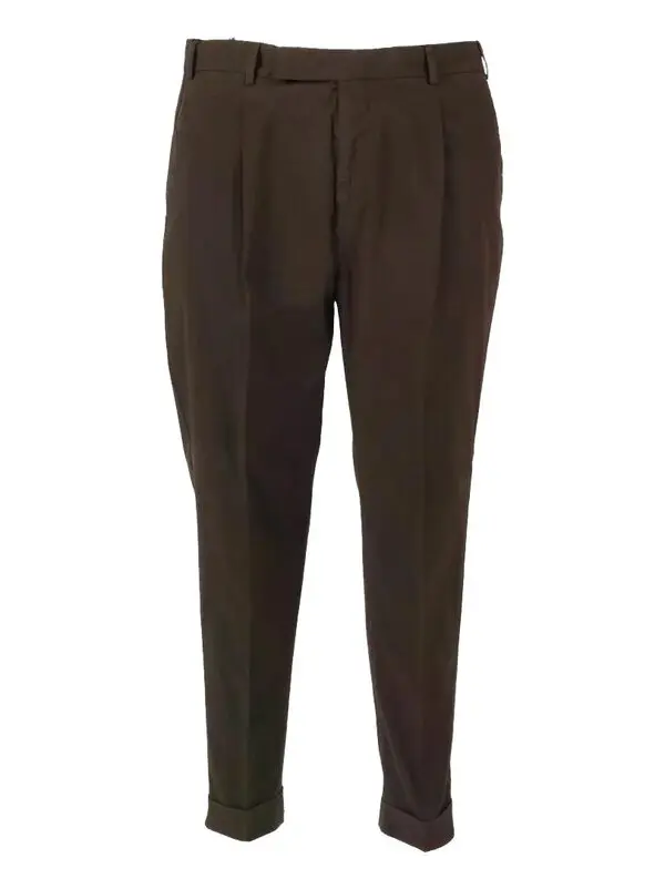 PT TORINO Pleated Turn-up Trousers - Brown