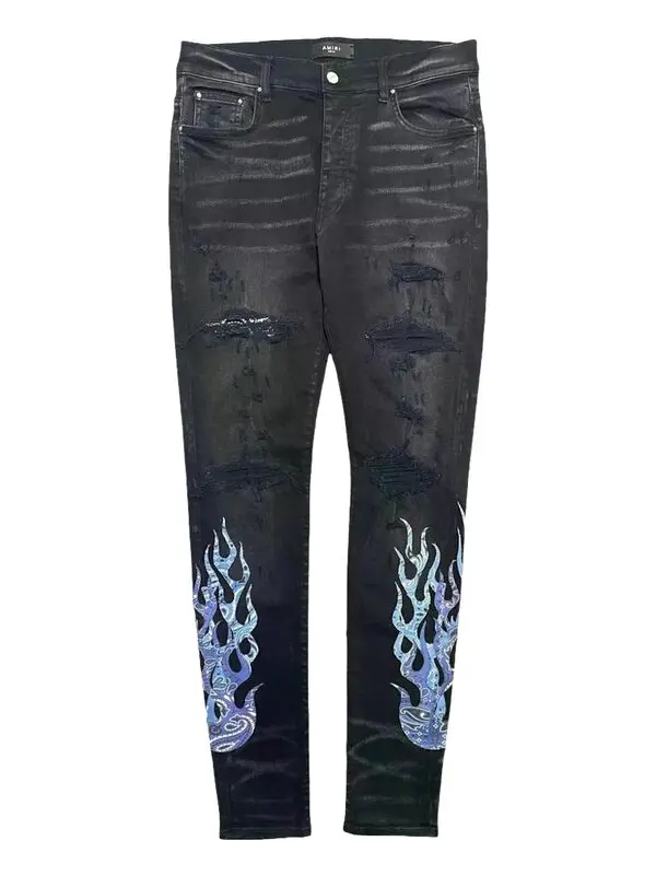 Amiri Flame-patch Jeans - Black