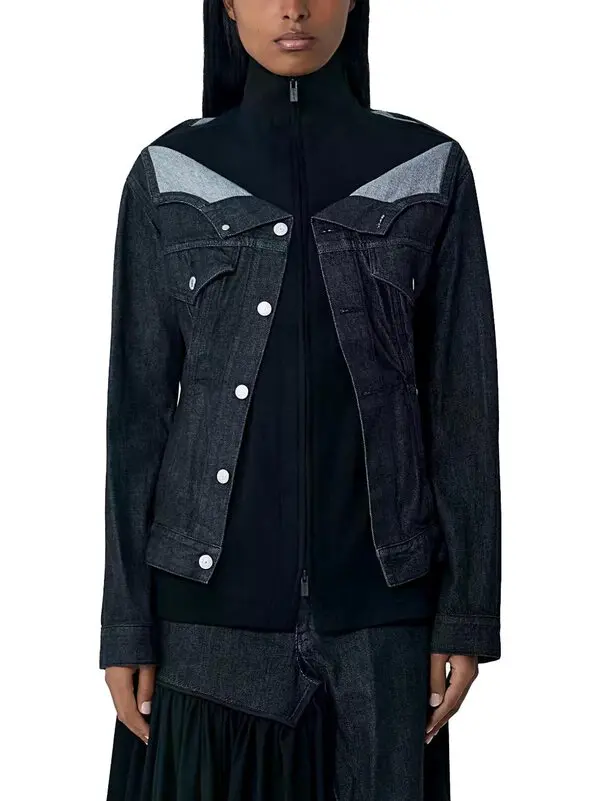 Yohji Yamamoto Contrast-panel Denim Jacket - Black