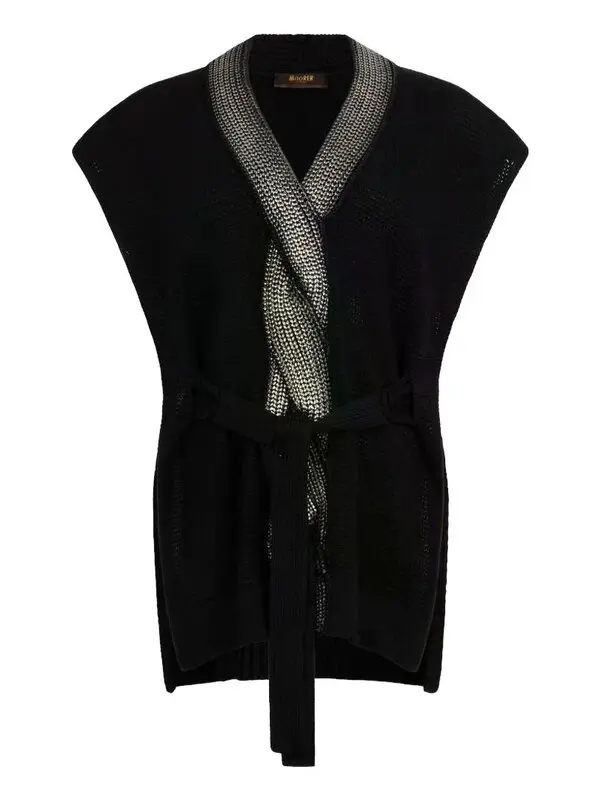 MOORER Braided-tie Knit Vest - Black