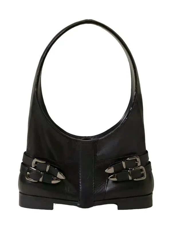 EDEN TAN Buckle-detail Leather Tote Bag - Black