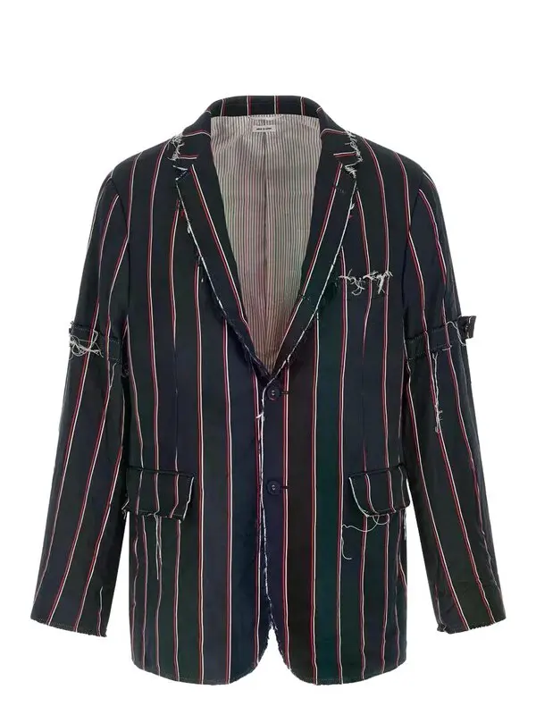Thom Browne Striped Fringed Blazer - Blue