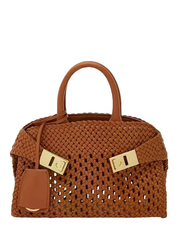 FERRAGAMO Xs Woven Hug Tote Bag - Brown
