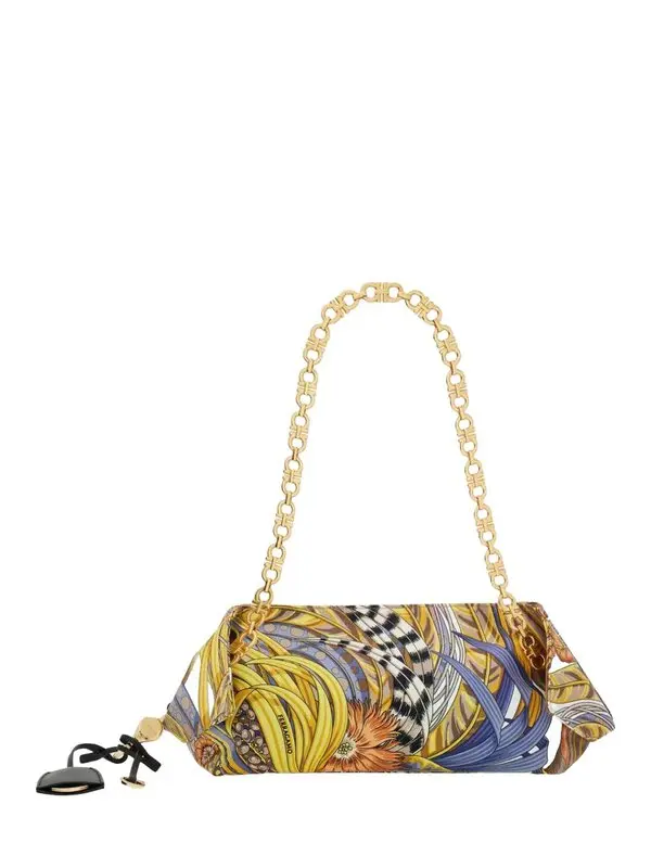 FERRAGAMO Printed Shoulder Bag With Chain Strap - Yellow