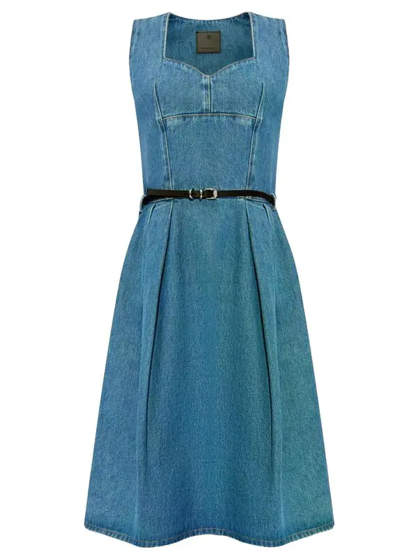 Givenchy Belted Waist Denim Dress - Blue
