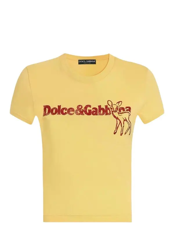 Dolce & Gabbana Logo-detail Crew Neck T-shirt - Yellow