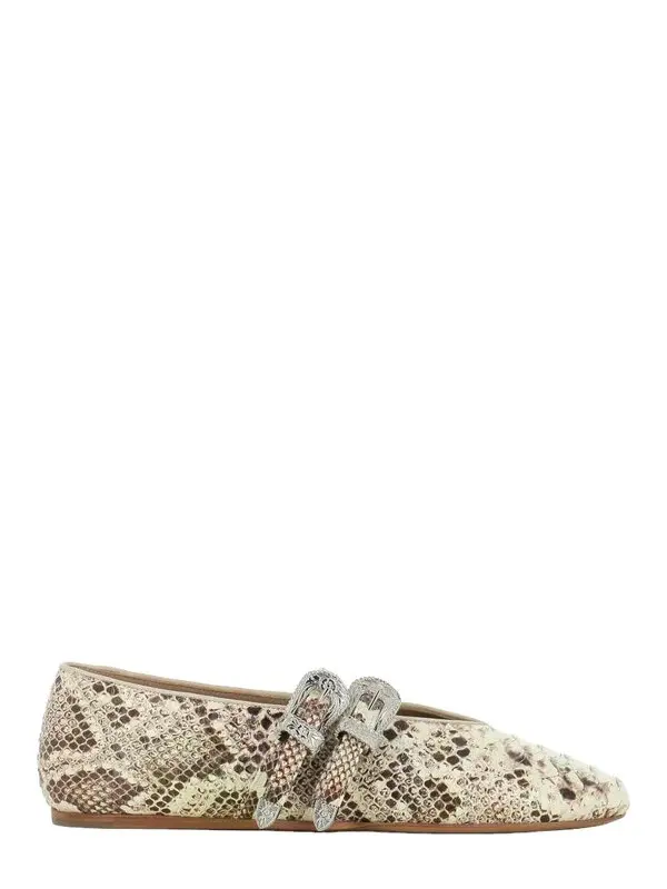 Le Monde Beryl Classic Claudia Snake-effect Ballet Flats - Neutrals