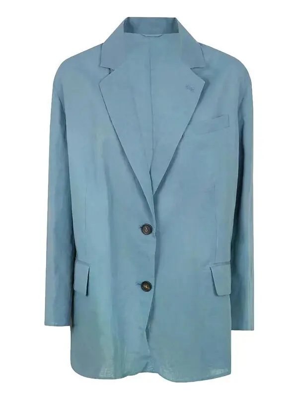 Brunello Cucinelli Buttoned Cotton Blazer - Blue