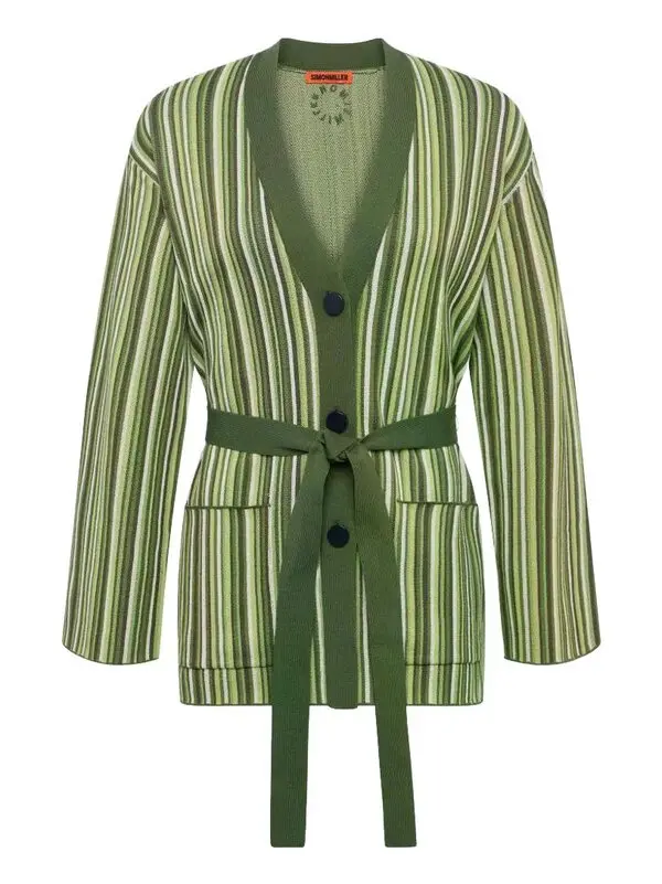 SIMONMILLER Max Striped Cardigan - Green