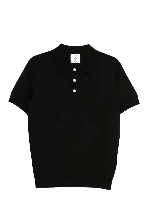 Casablanca Pointelle Monogram Polo Shirt - Black