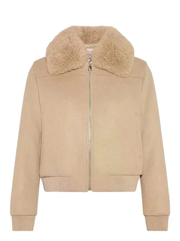 YVES SALOMON Lambswool-collar Bomber Jacket - Neutrals