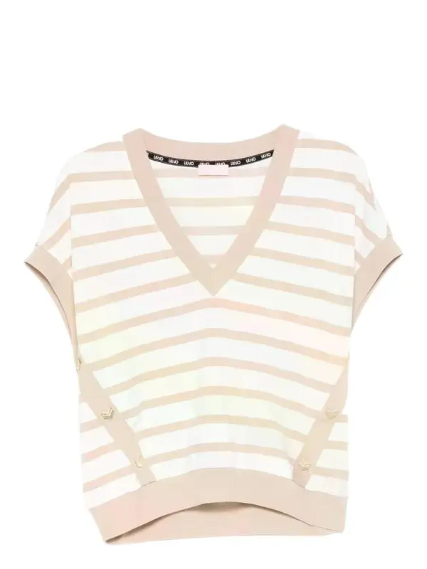 Liu Jo Striped V-neck T-shirt - White