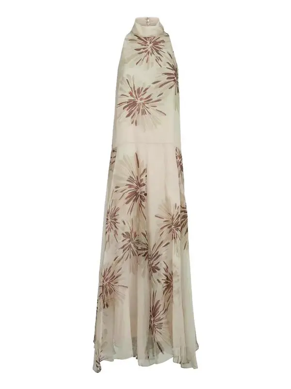 Brunello Cucinelli Bloom-print Maxi Dress - Neutrals