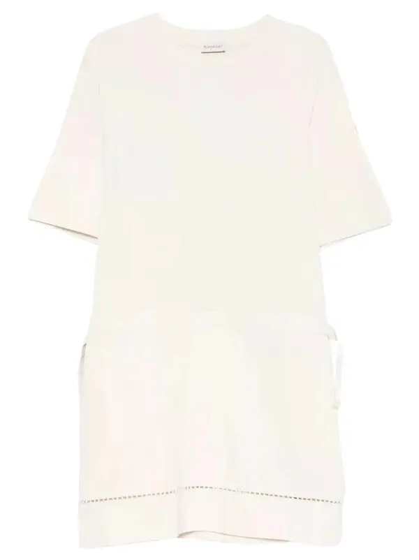 Moncler Drawstring Perforated Mini Dress - Neutrals